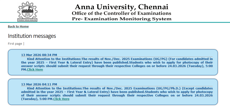 Anna University Result 2025-2026 – Check UG, PG, PHD Semester Results ...