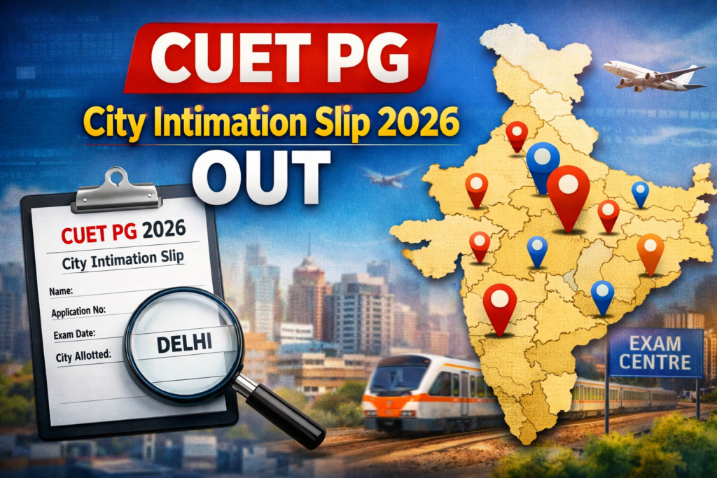 CUET PG City Intimation Slip 2026 Out @exams.nta.nic.in for March 16–27 ...