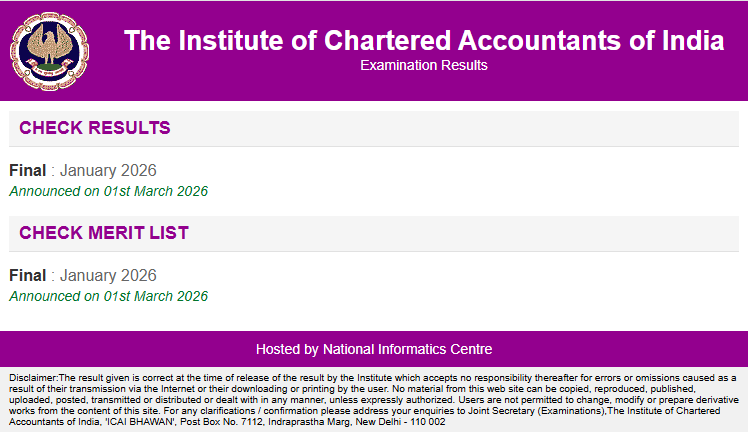 ICAI Declares CA Final January 2026 Results: Find Direct Links with ...