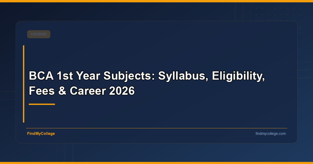 BCA 1st Year Subjects, Syllabus & Fees in India 2026 – FindMyCollege
