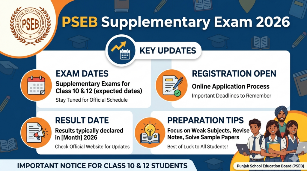 PSEB Supplementary Exam 2026: Class 10, 12 Students Can Apply for Re ...