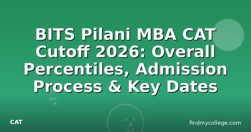 BITS Pilani MBA CAT Cutoff 2026: Overall Percentiles, Admission Process ...