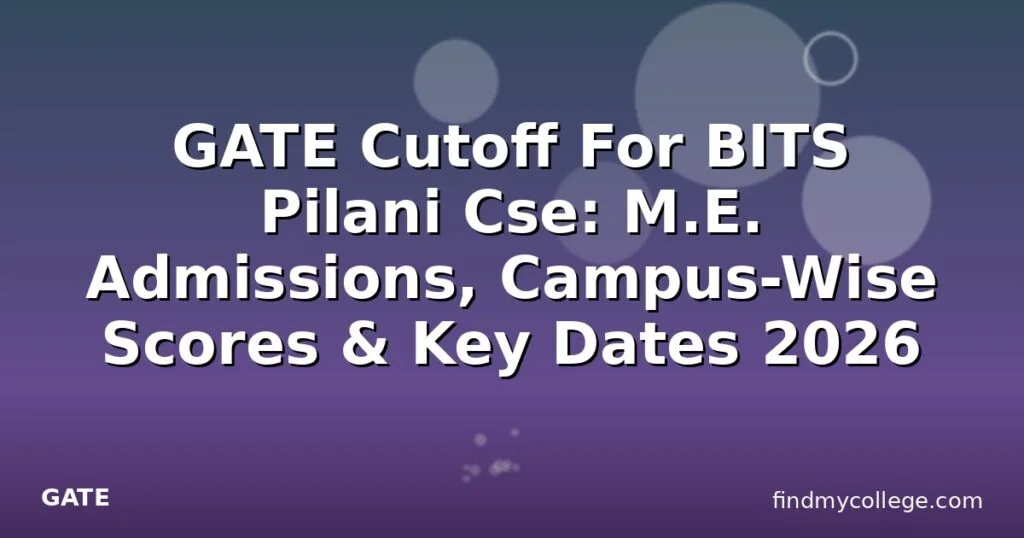 GATE Cutoff For BITS Pilani Cse: M.E. Admissions, Campus-Wise Scores ...