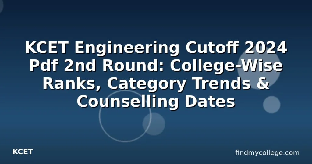 KCET Engineering Cutoff 2024 Pdf 2nd Round: College-Wise Ranks ...