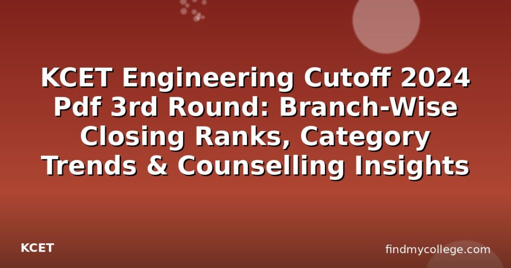 KCET Engineering Cutoff 2024 Pdf 3rd Round: Branch-Wise Closing Ranks ...