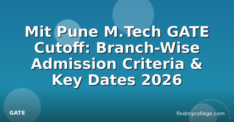 Mit Pune M.Tech GATE Cutoff: Branch-Wise Admission Criteria & Key Dates ...