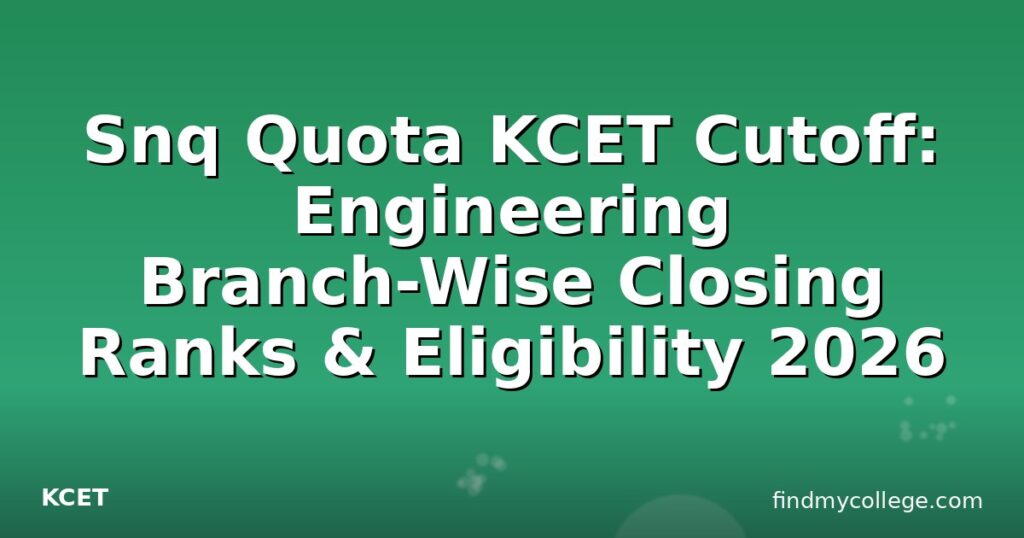Snq Quota KCET Cutoff: Engineering Branch-Wise Closing Ranks ...
