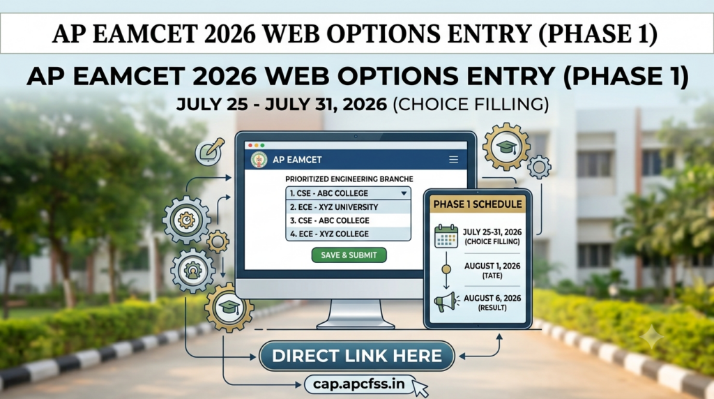 AP EAMCET 2026 Web Options Entry Begins: Phase 1 Choice Filling ...